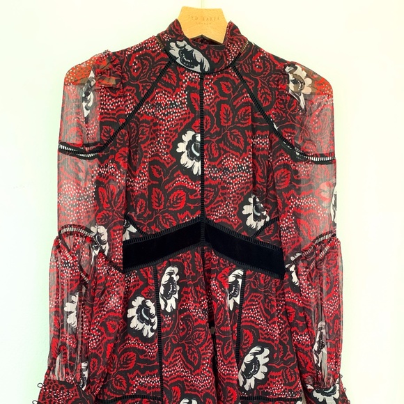 Ted Baker London | Dresses | Ted Baker Red Floral Victorian Vintage ...